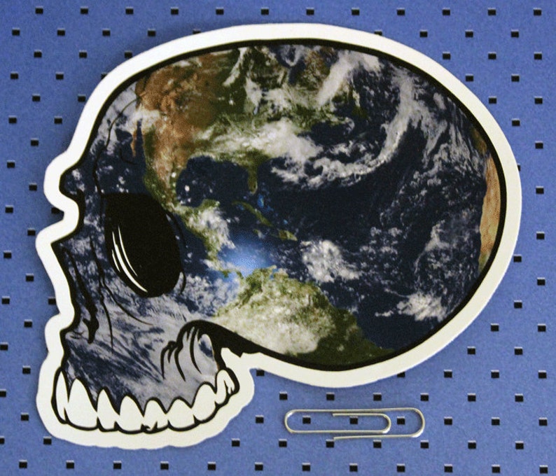 Earth Skull Bumper Sticker - Etsy