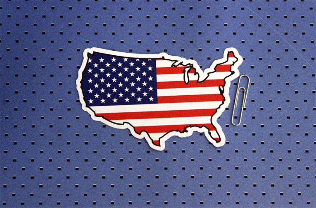 American Shape Flag Bumper Sticker - Etsy