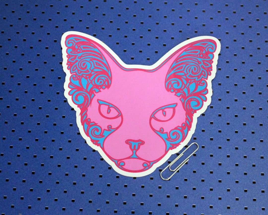 Pink Sphynx Cat Bumper Sticker - Etsy