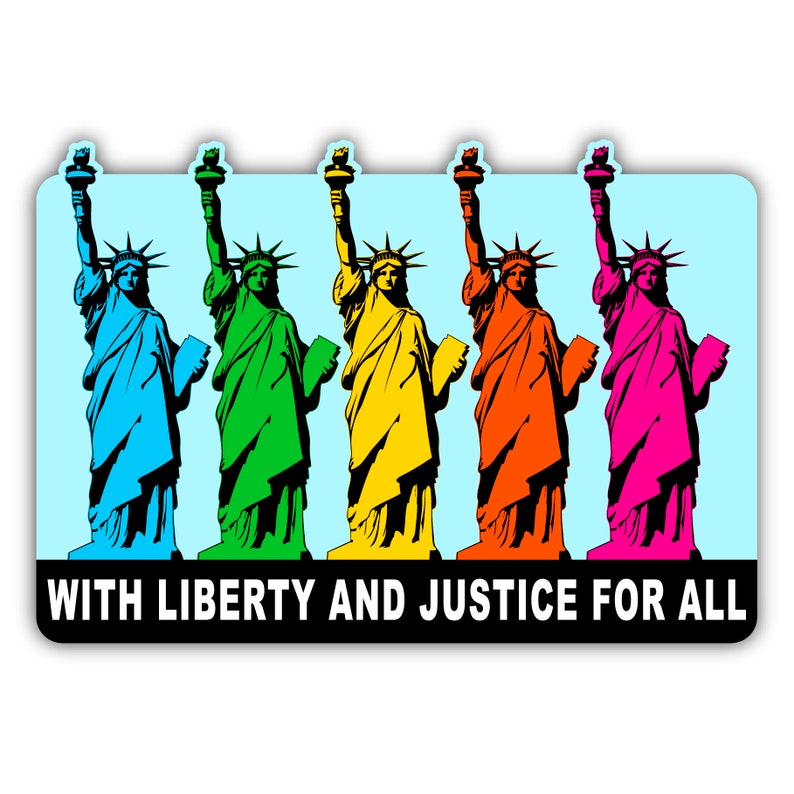 With Liberty and Justice for All Bumper Sticker // Lady Liberty, Statue ...
