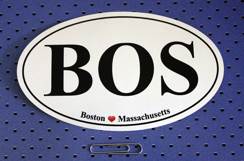Boston Massachusetts BOS Oval Bumper Sticker - Etsy