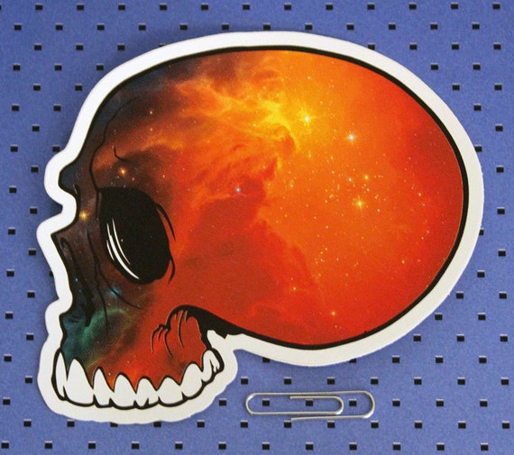Nebula Skull Bumper Sticker - Etsy