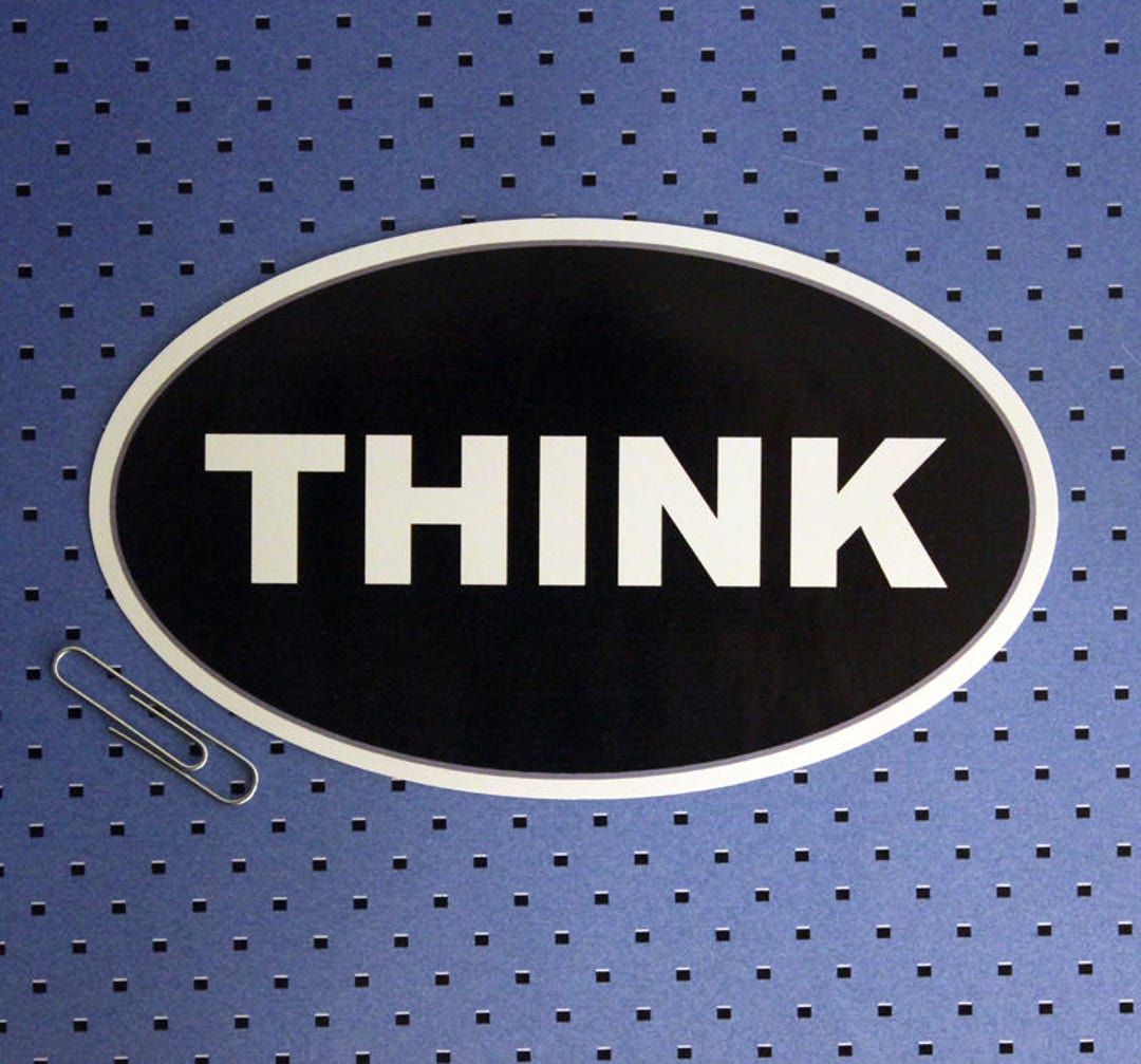 Think Oval Bumper Sticker - Etsy