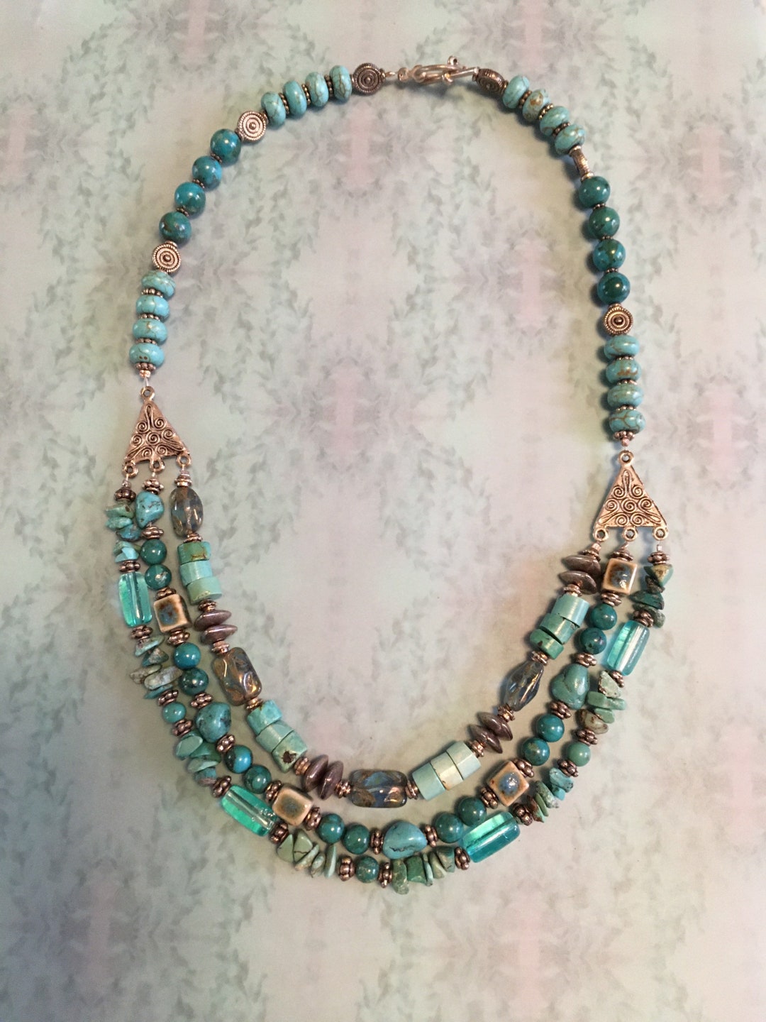 Three Strand Turquoise Necklace - Etsy