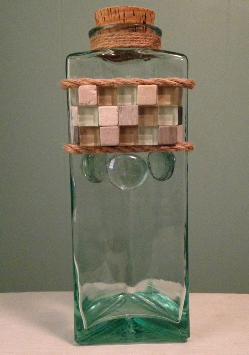 Green Tinted Triangular Glass Container - Etsy