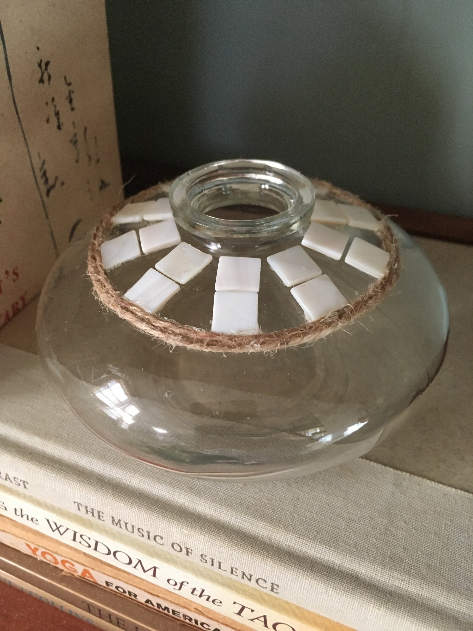 Clear Glass Round Container With Mother of Pearl and Jute - Etsy