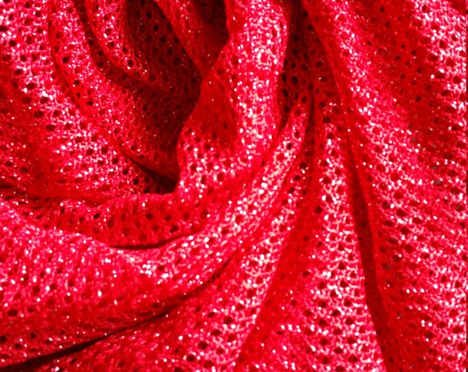 Red Glitter Net Mesh Fabric, Sold by the Yard. Costume and Dancewear ...