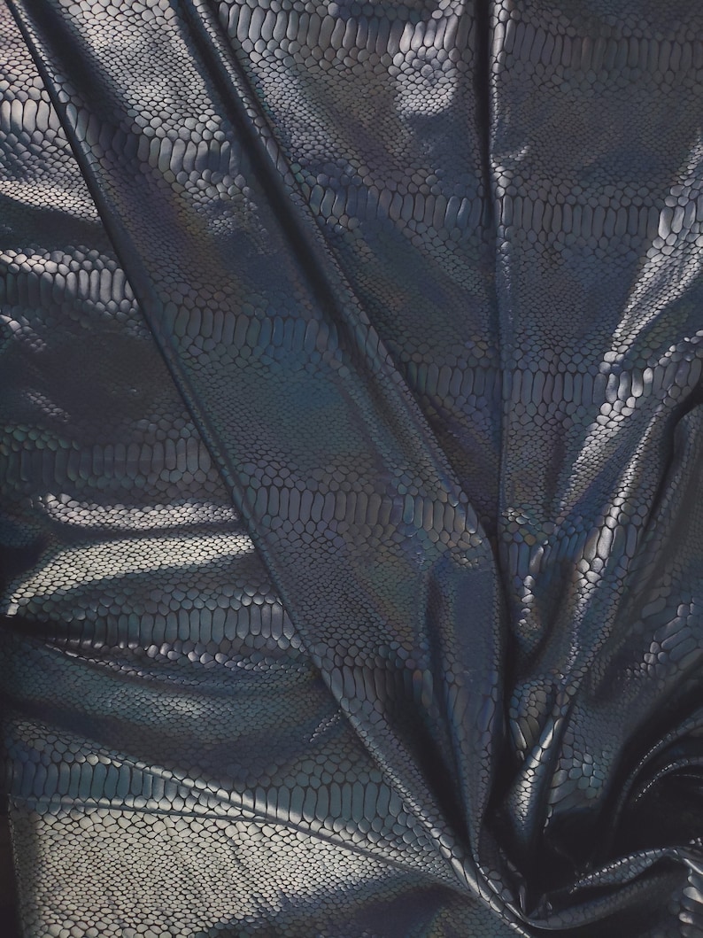 Iridescent Black Snake Skin Fabric 60 4 Way Stretch | Etsy
