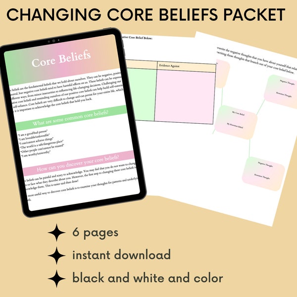 Core Beliefs Worksheet - Etsy