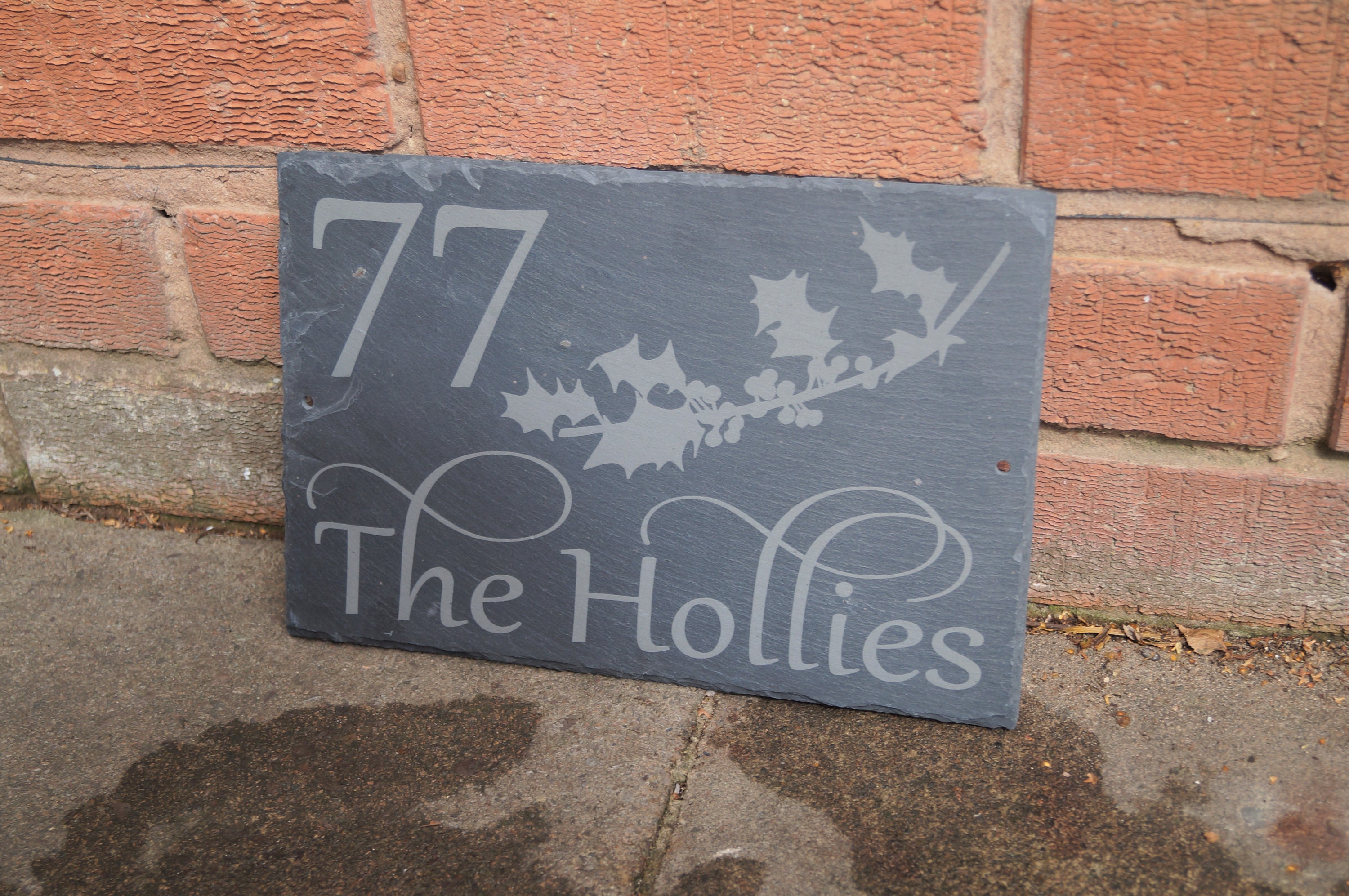 Holly Bush House Sign Slate House Sign Personalised Slate - Etsy