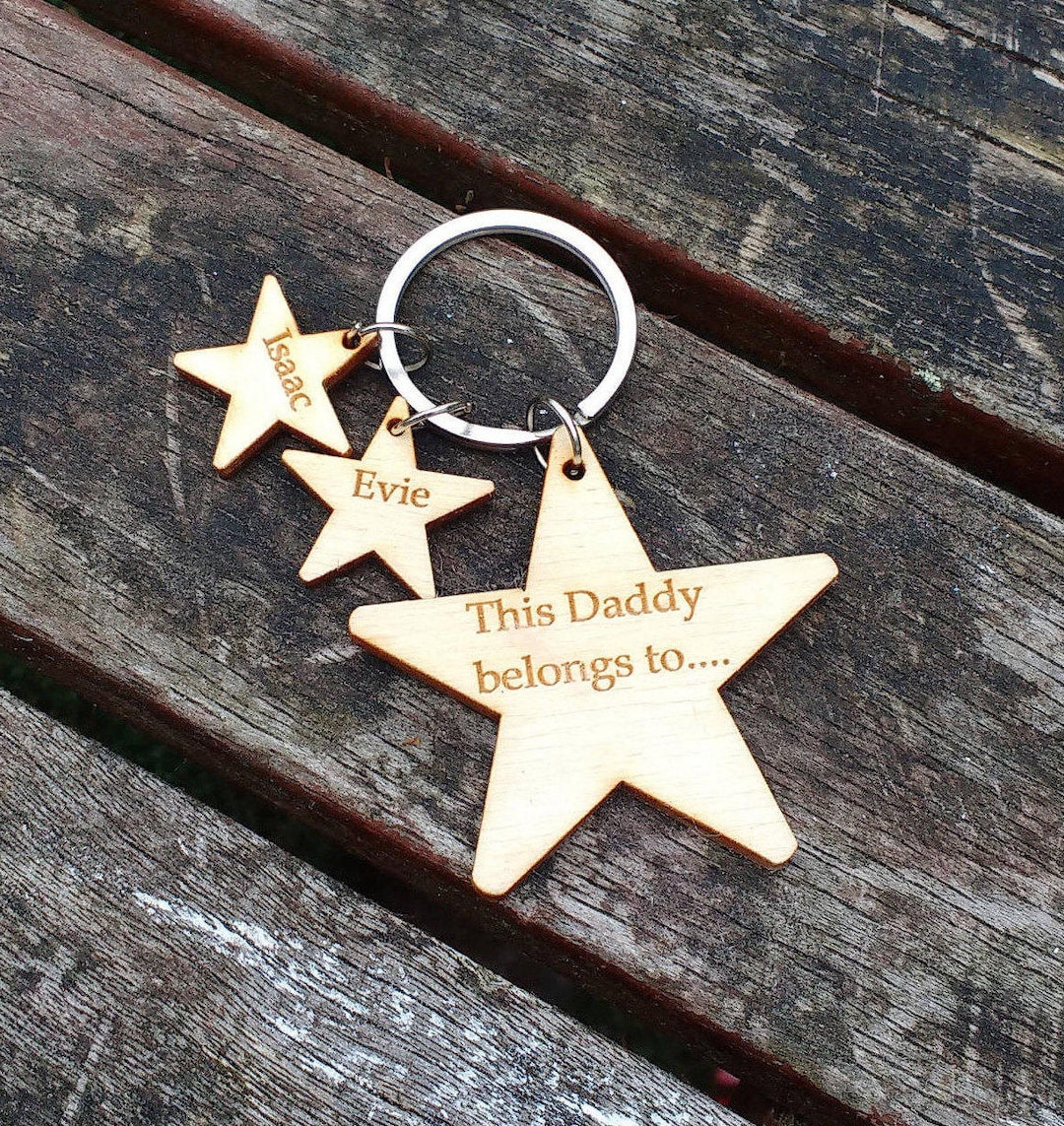 Father's Day Keyring, This Daddy Belongs To, Father's Day Gift, Wooden ...