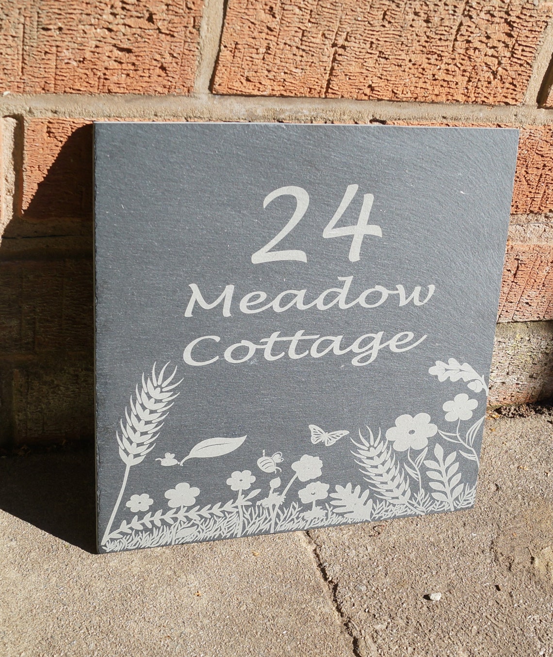 Slate House Sign Meadow House Sign Floral House Number Shed - Etsy