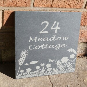 Slate House Sign, Meadow House Sign, Floral House Number, Shed Sign ...
