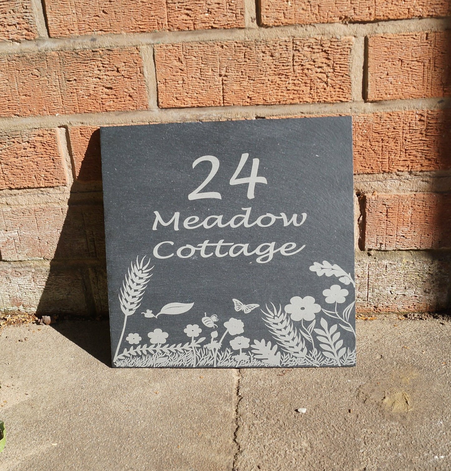 Slate House Sign Meadow House Sign Floral House Number Shed - Etsy