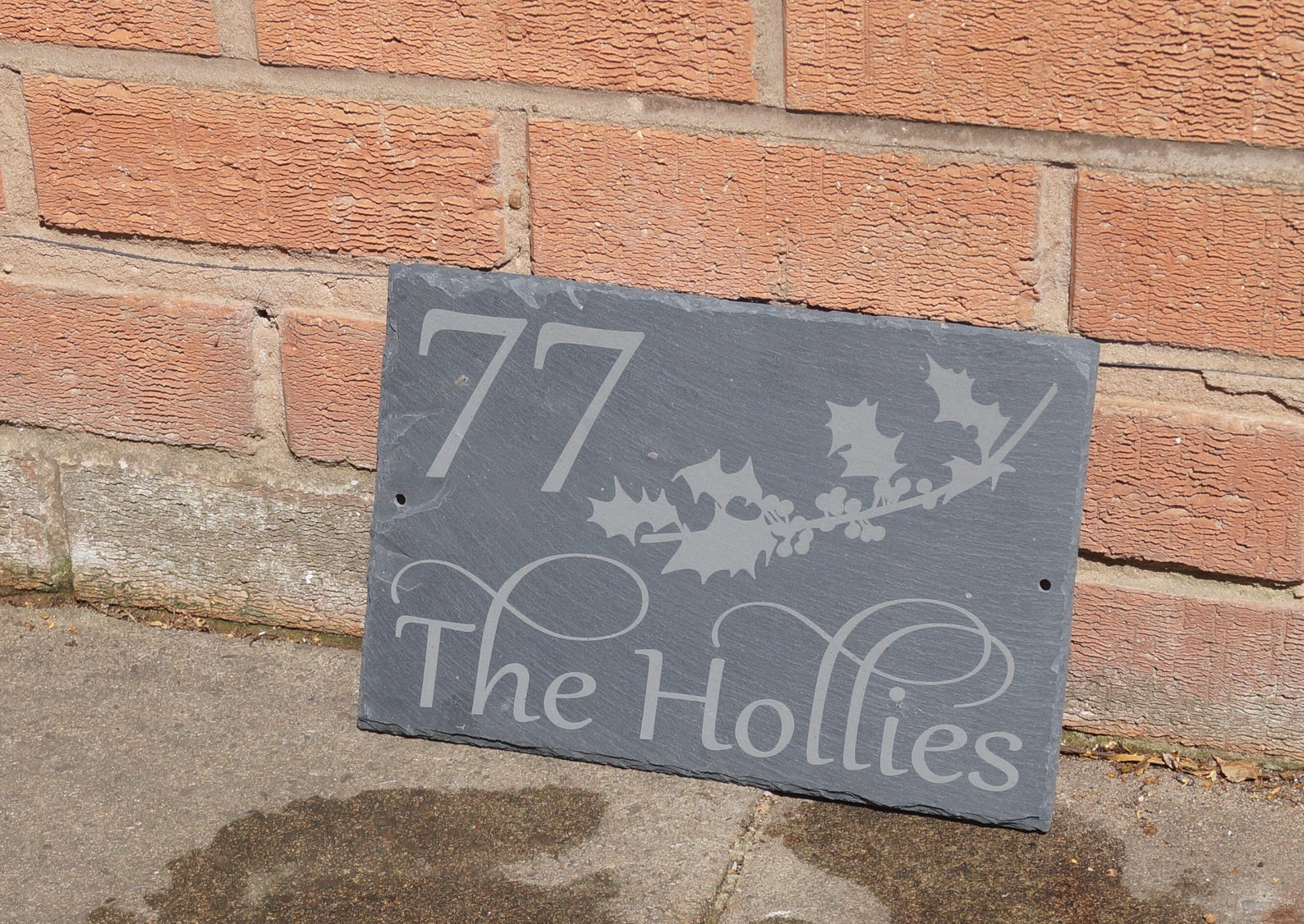 Holly Bush House Sign Slate House Sign Personalised Slate - Etsy