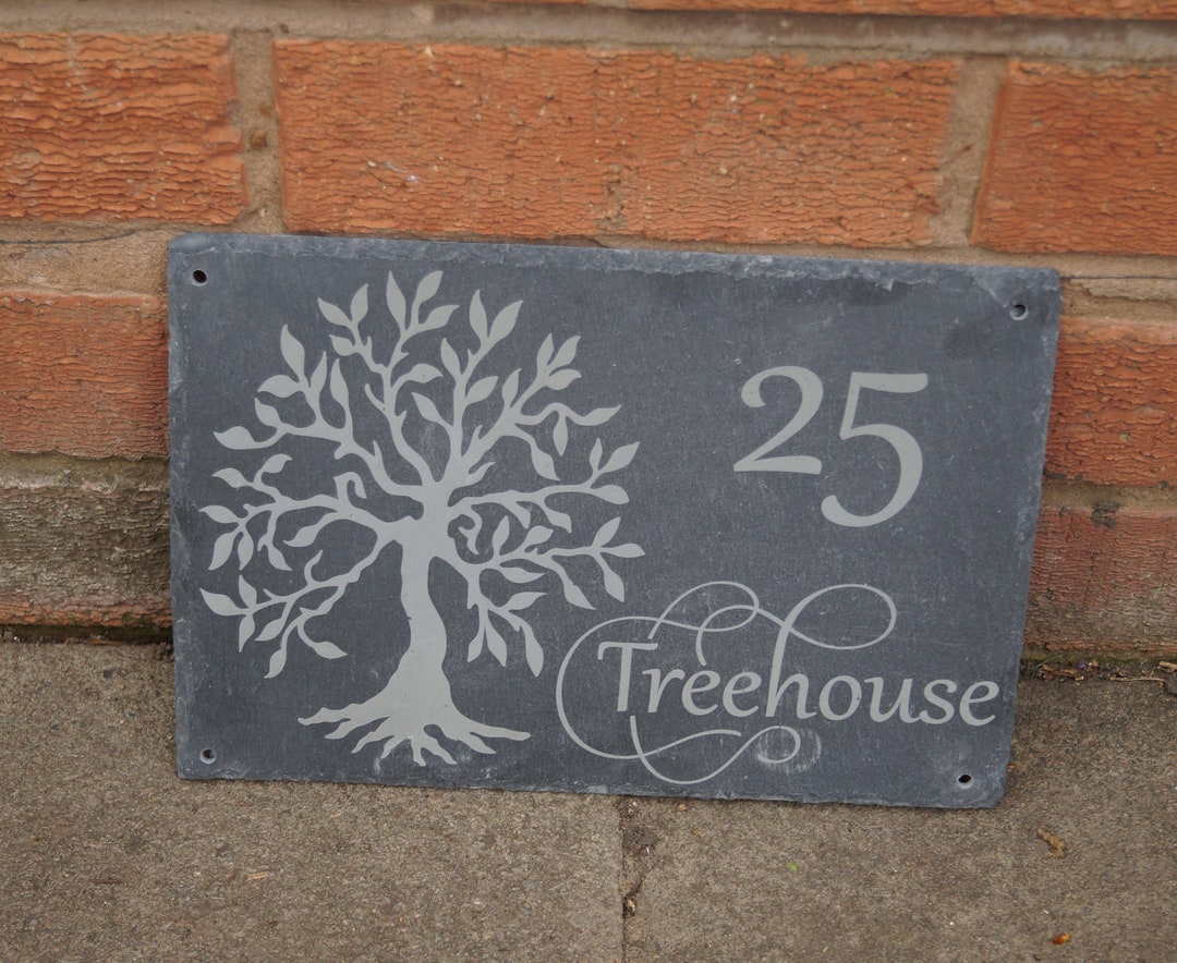 Tree of Life Slate House Sign, Slate House Sign, Personalised Slate ...