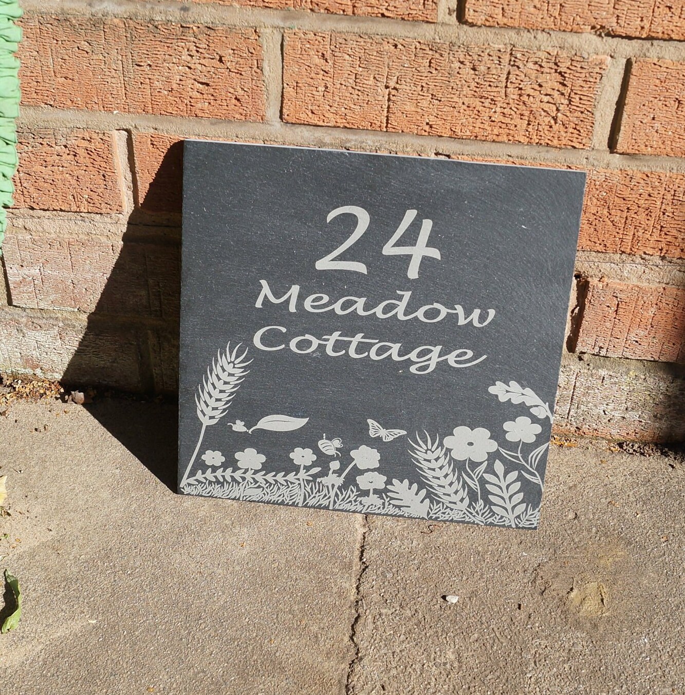 Slate House Sign Meadow House Sign Floral House Number Shed - Etsy