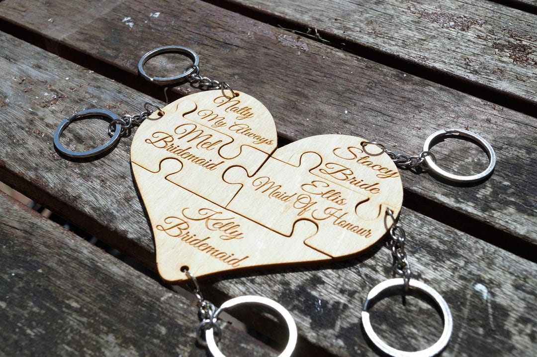 Wooden Bridal Keyring, Wedding Favour, Bridal Party Gift, Personalised ...