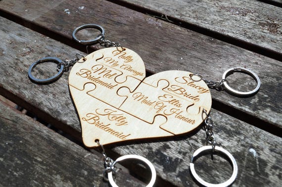 Wooden bridal keyring wedding favour bridal party gift | Etsy