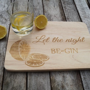 Gin Board, Gin Chopping Board, Lemon Cutting Board, Lemon Chopping ...