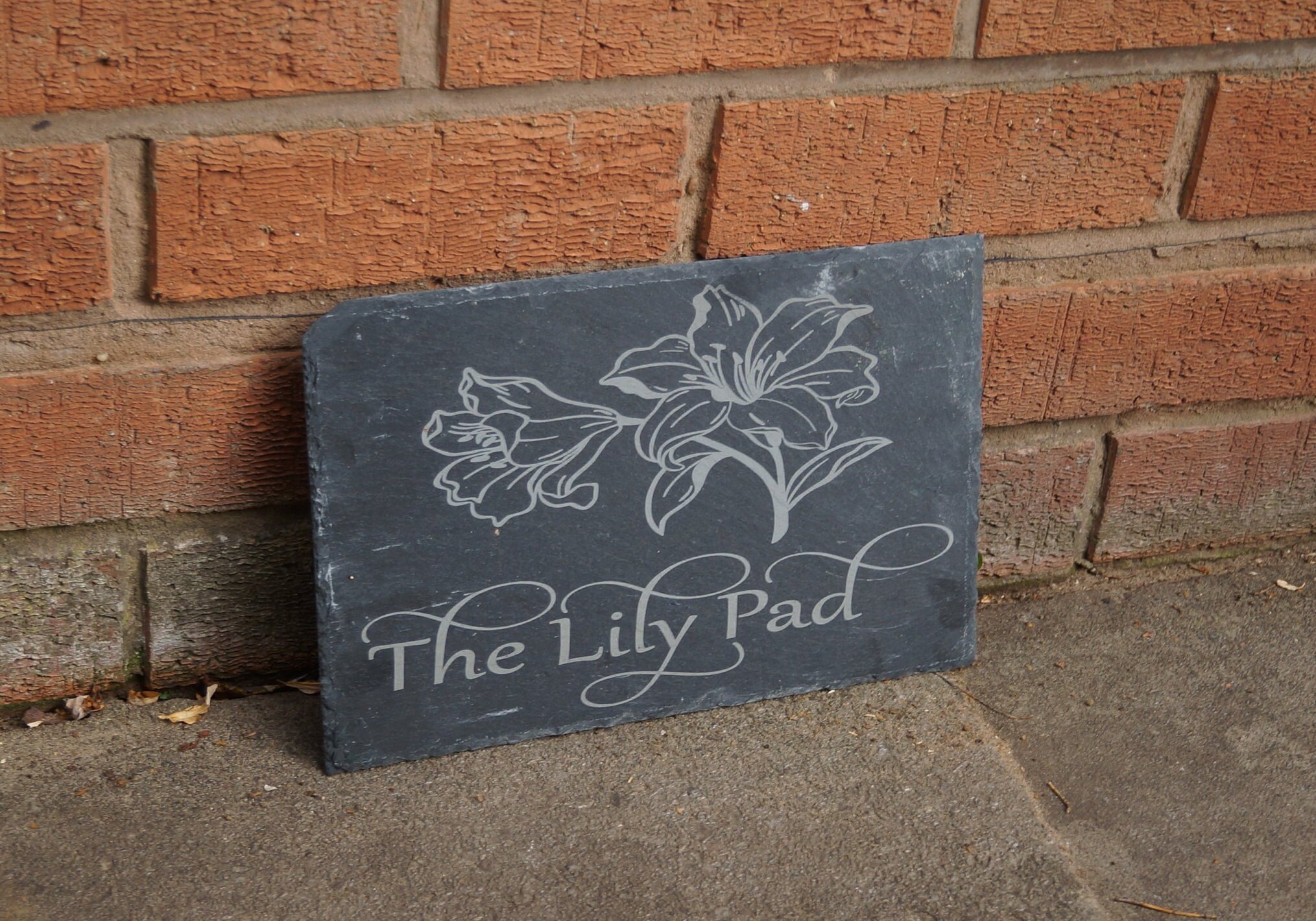 Slate House Sign Personalised House Sign Lily Flower Sign - Etsy UK