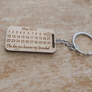 Wooden Keyring, the Day You Became, Fathers Day, Mothers Day, Godparent ...