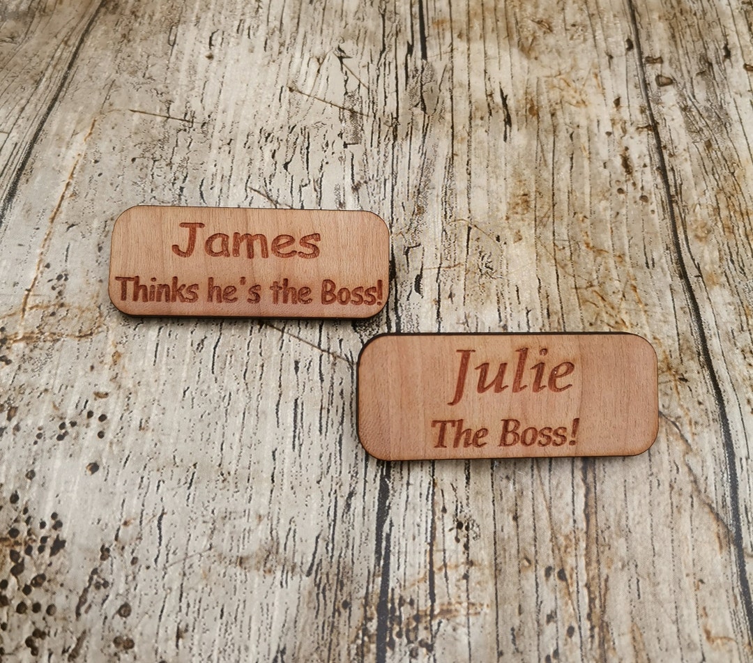 Wooden Name Badges, Name Tags, Personalised Wooden Badge, Your Name ...