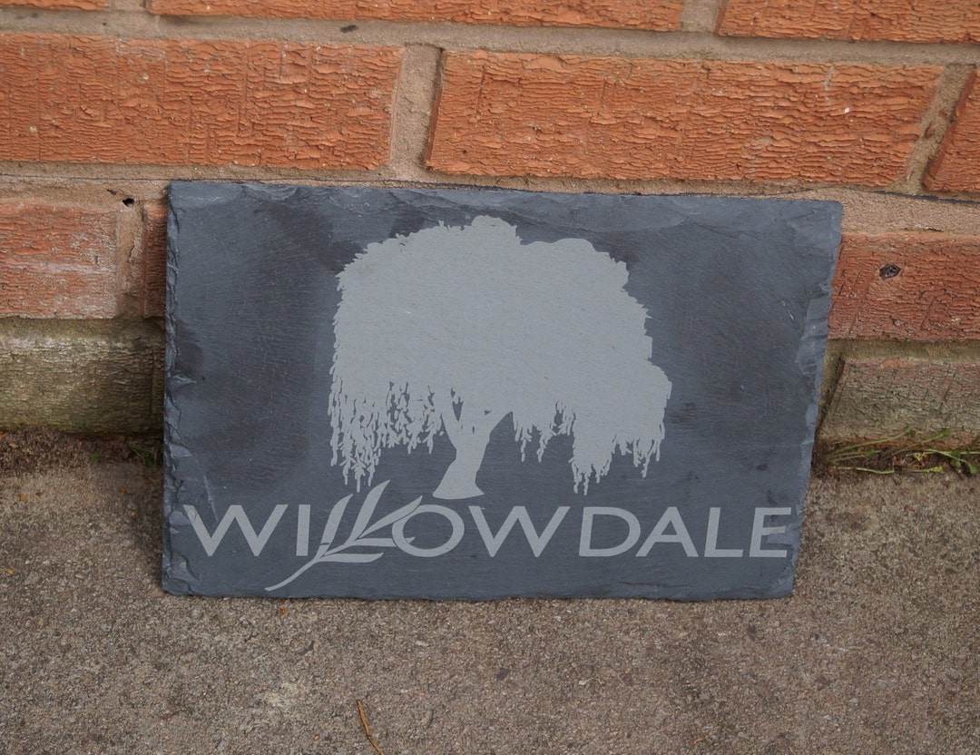 Slate House Sign, Willow Tree Sign, Tree House Sign, Personalised House ...