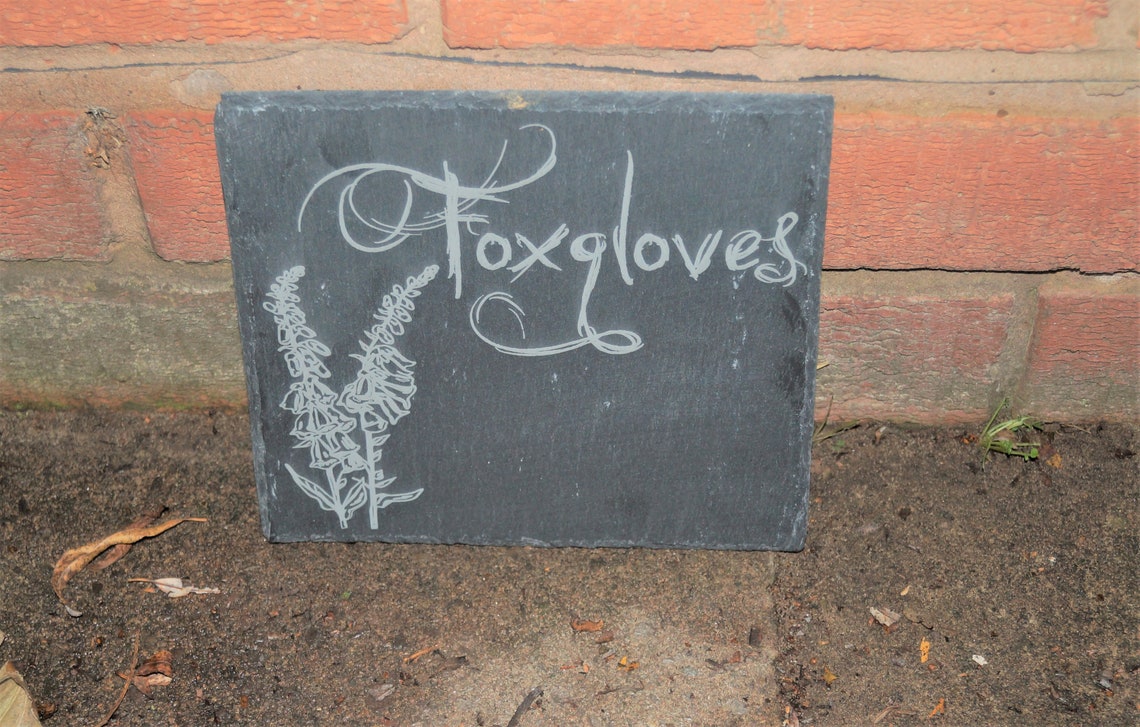 Slate house sign shed sign foxgloves sign flower house | Etsy