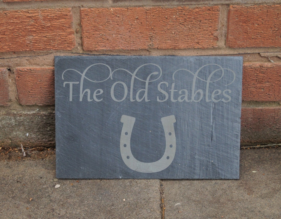 Slate House Sign, Personalised Slate Sign, Horse Shoe House Sign ...