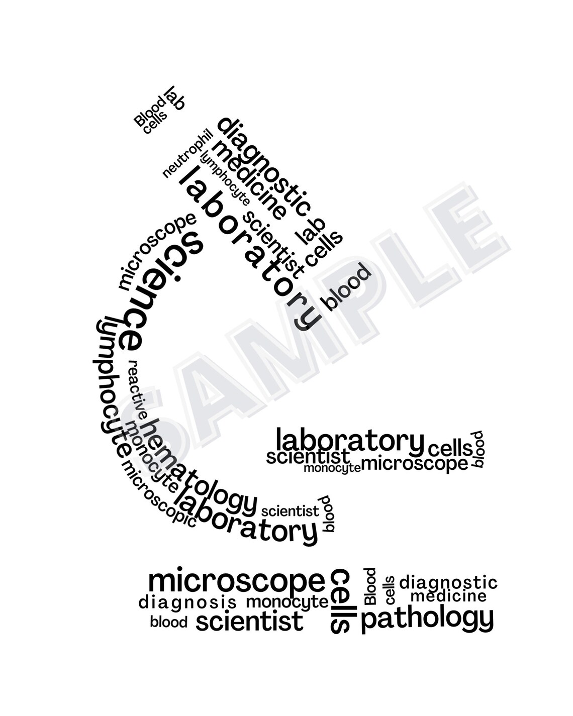 Digital Print - Microscope - Word Art - Lab Science Instant Download ...