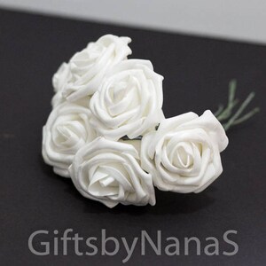 Pearl White Foam Roses, 36pc White Silk Flowers, Bulk Silk Flowers ...