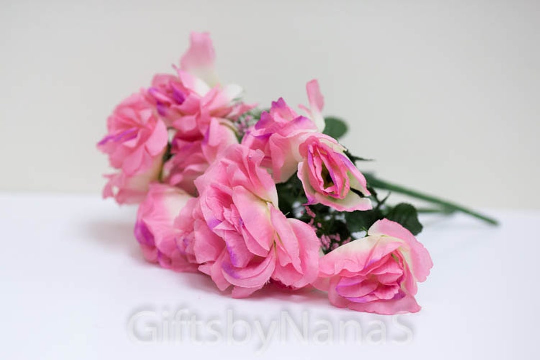 Pink Silk Roses, 72pc Light Pink and Ivory Rose Bush, Blush Pink Silk ...