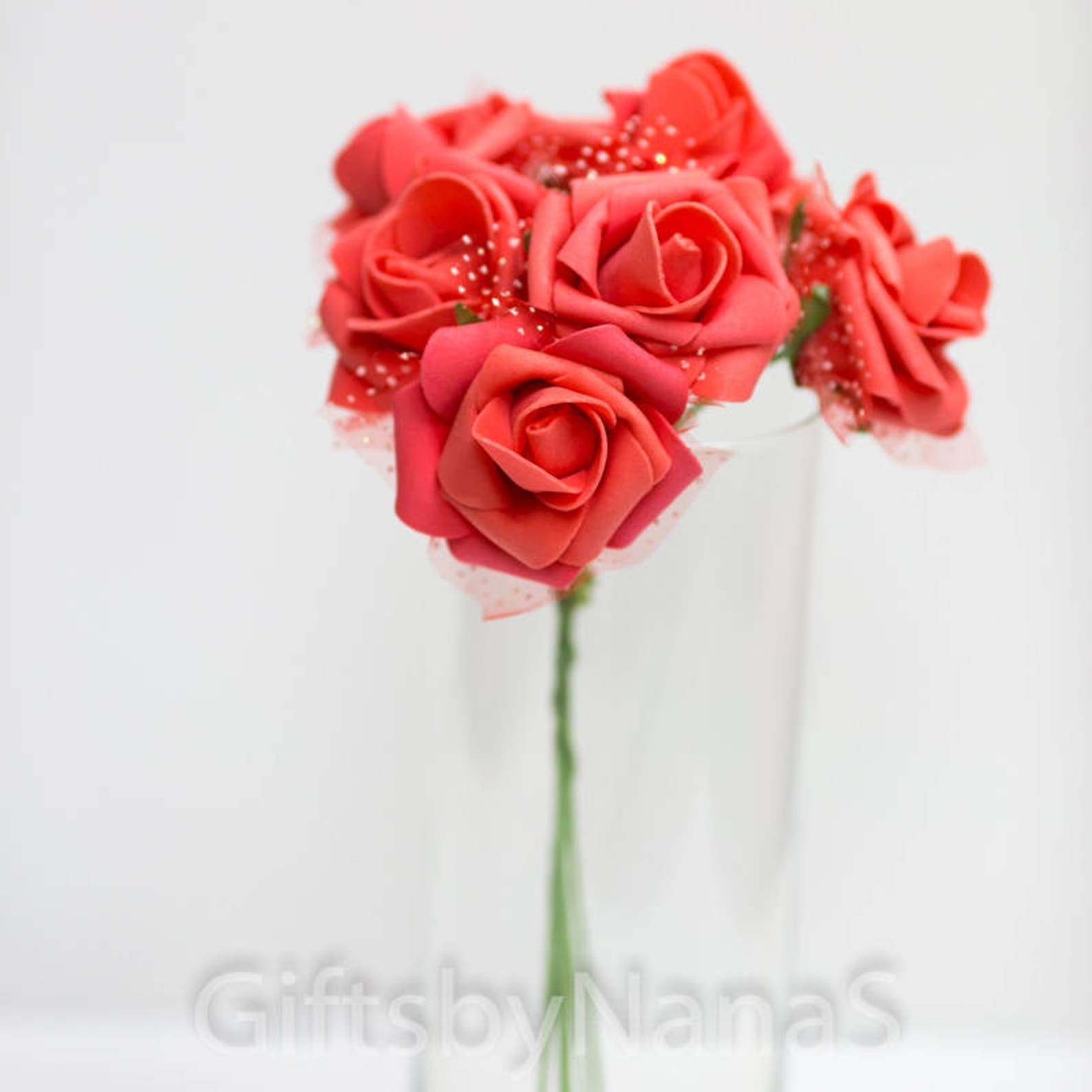 Guava Red Foam Roses Small Red Roses Bulk Silk Flowers - Etsy
