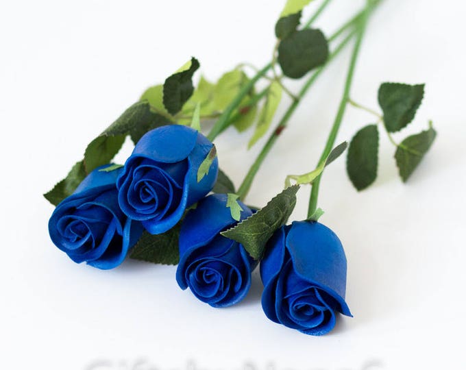 Royal Blue Real Touch Flowers Real Touch Rose Buds Horizon - Etsy