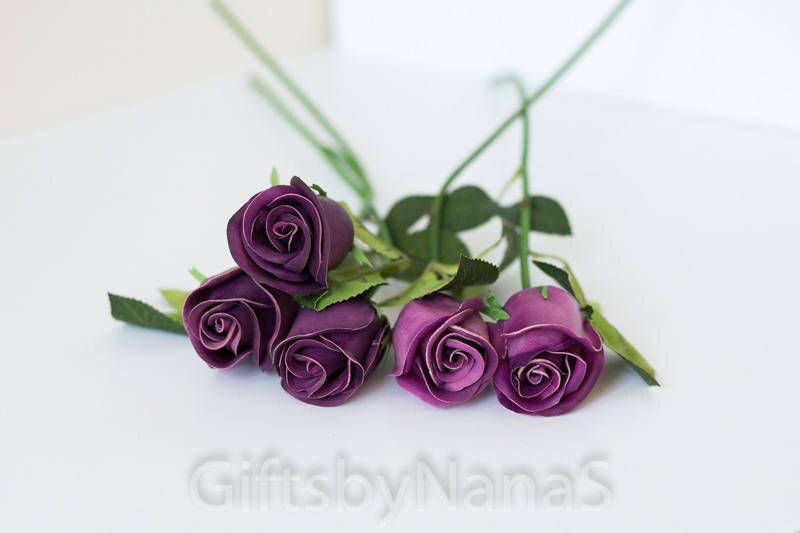 Plum Real Touch Flowers Purple Plum Real Touch Roses | Etsy