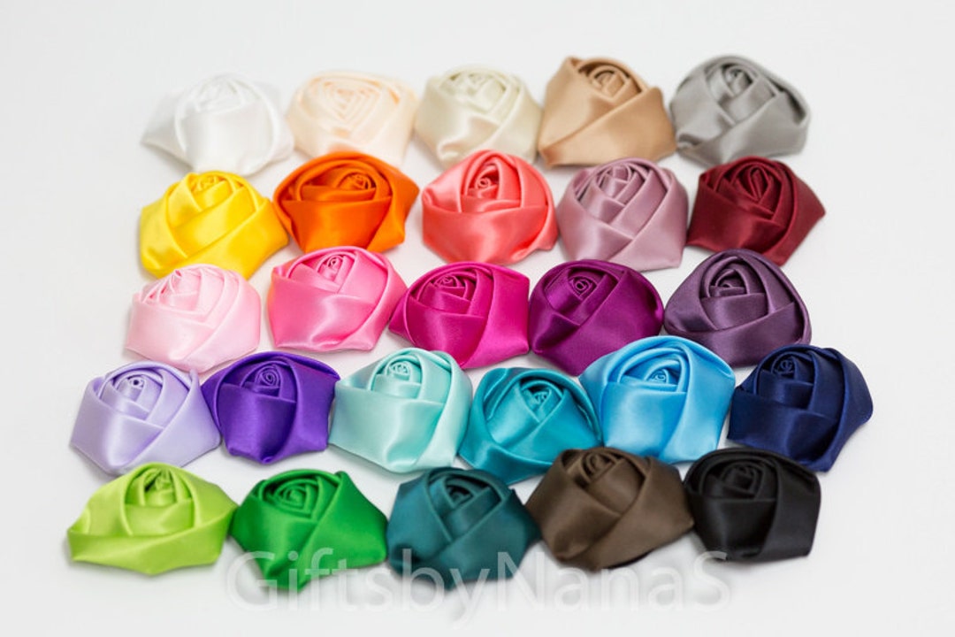 Satin Roses, 9pc, Satin Rosettes, Satin Flowers, Satin Rolled Roses ...