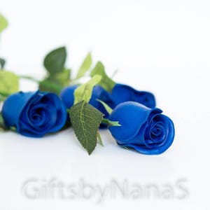 Royal Blue Real Touch Flowers, Real Touch Rose Buds, Horizon Blue ...