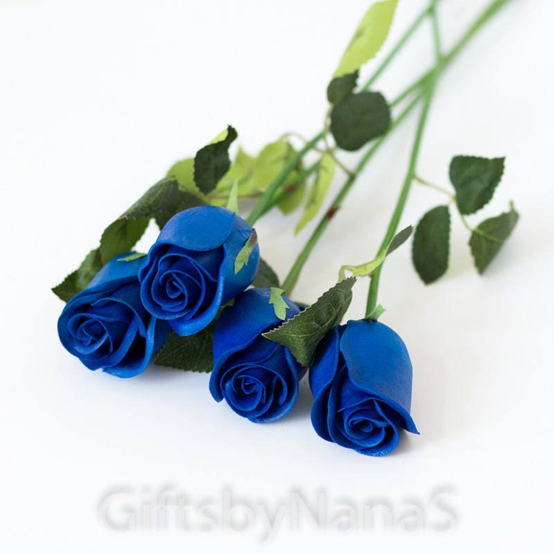 Royal Blue Real Touch Flowers, Real Touch Rose Buds, Horizon Blue ...