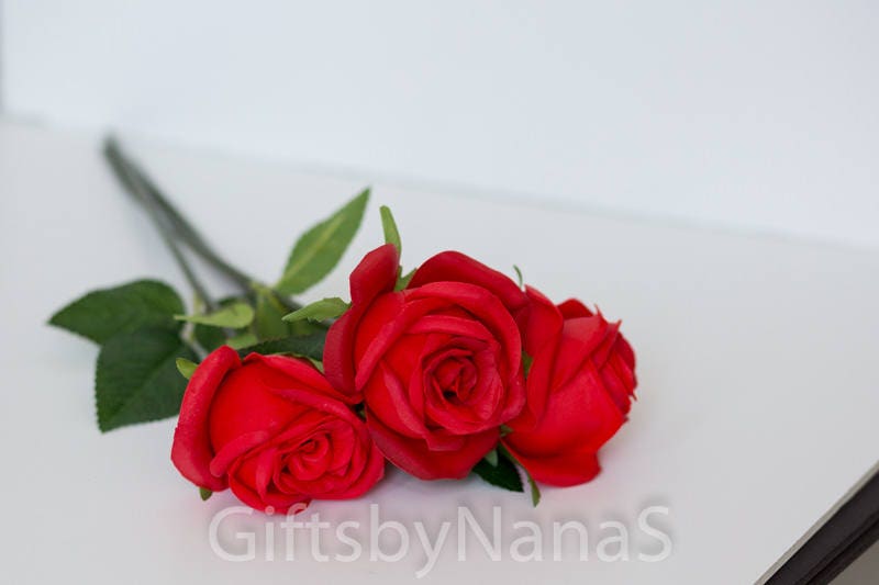 Red real touch flowers real touch roses christmas | Etsy