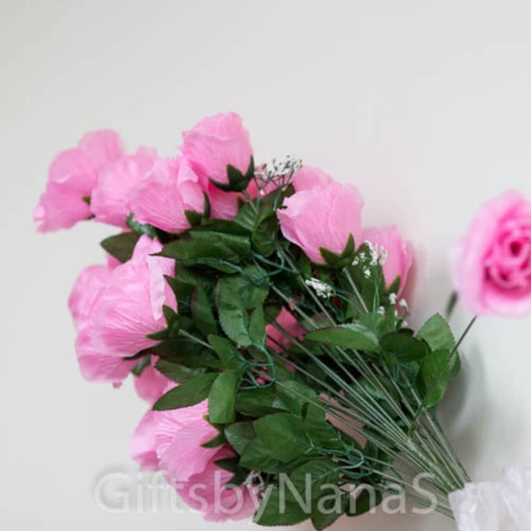 Pink Silk Roses, Silk Flowers, 24pc Pink Roses, Silk Flower Bush, Bulk ...