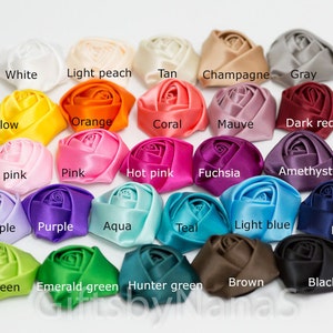 Satin Roses, 9pc, Satin Rosettes, Satin Flowers, Satin Rolled Roses ...