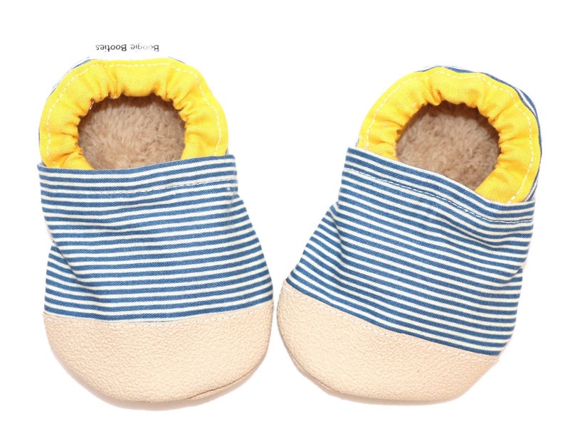 Seaside Stripe Baby Shoes Blue Baby Booties Boy Soft Sole | Etsy