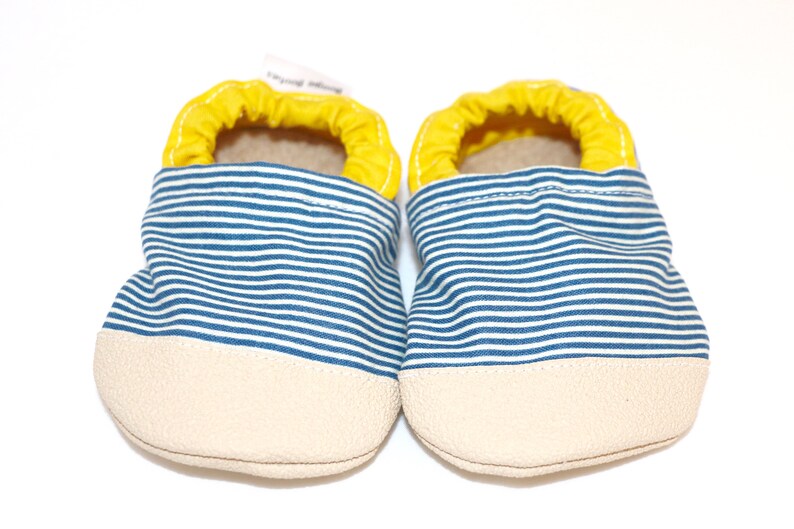 Seaside Stripe Baby Shoes Blue Baby Booties Boy Soft Sole | Etsy
