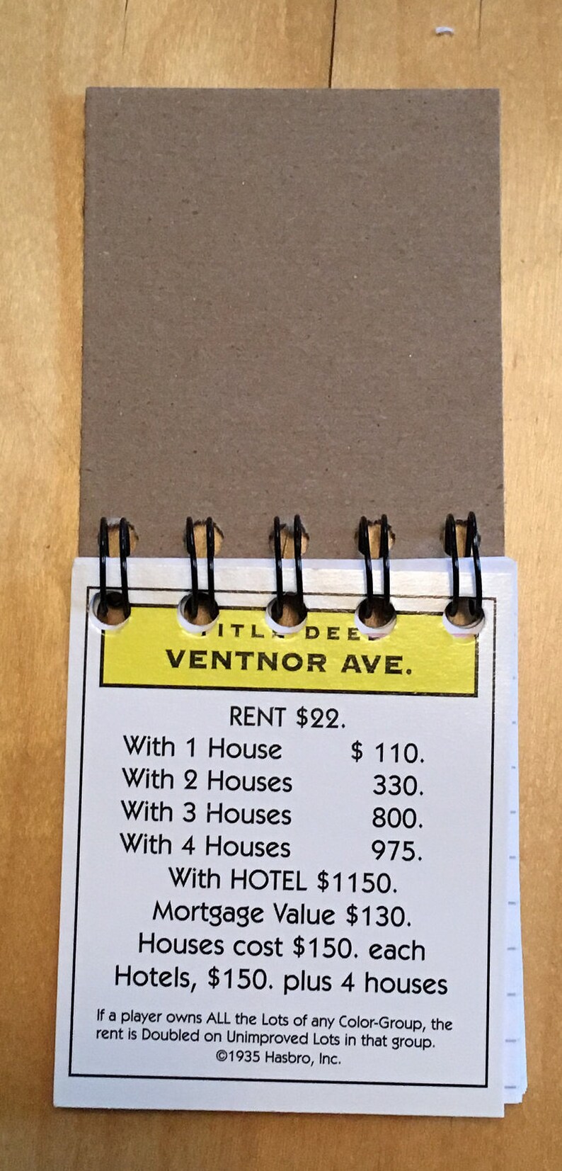 Monopoly Property Card Mini Notebook, Journal, Notepad yellow - Etsy