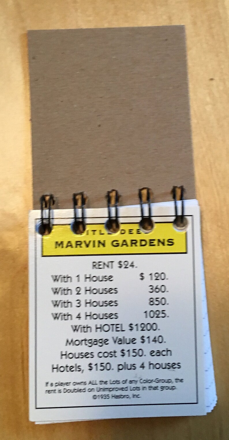 Monopoly Property Card Mini Notebook, Journal, Notepad yellow - Etsy