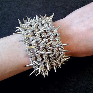 Spike Barb Wire Bracelet, Punk Rock Bracelet, Spike Cuff, Woman Gothic ...