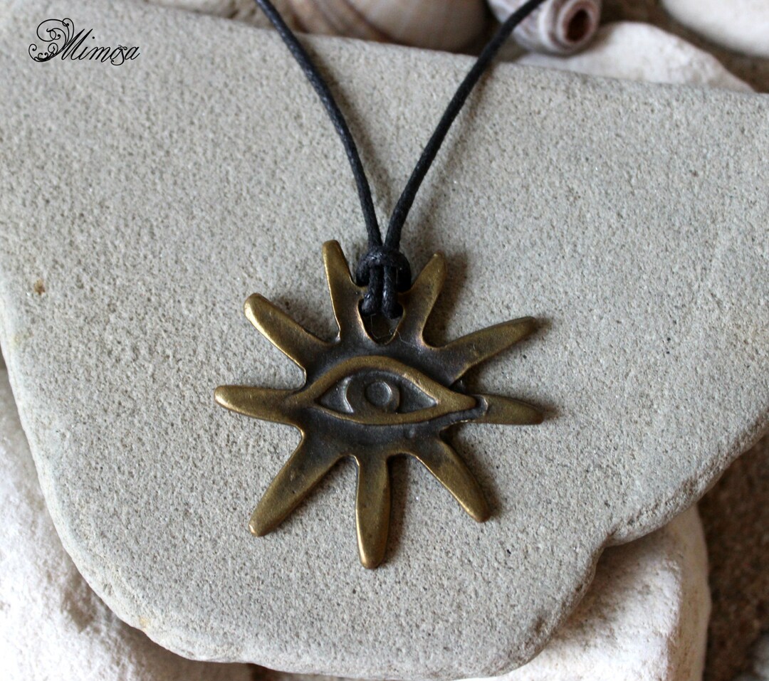 Bronze Sun Choker Necklace, Eye of Horus Ethnic Choker, Unisex Boho ...