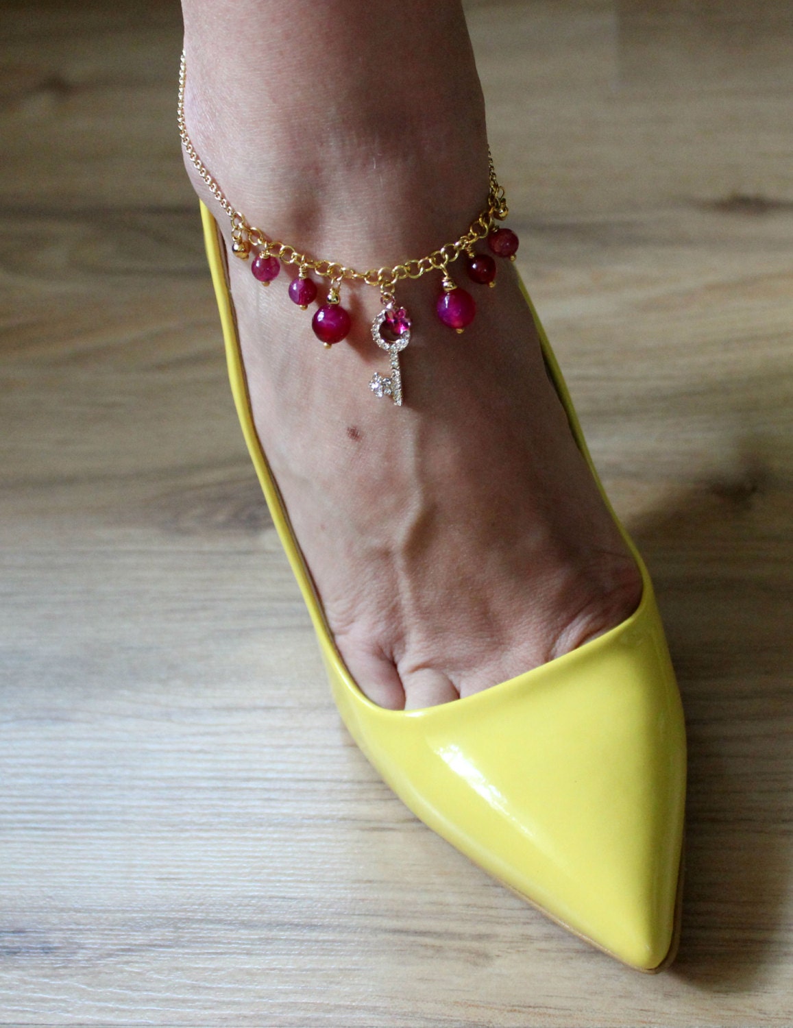 Gold Anklet Crystal Anklet Agate Anklet Key Anklet - Etsy