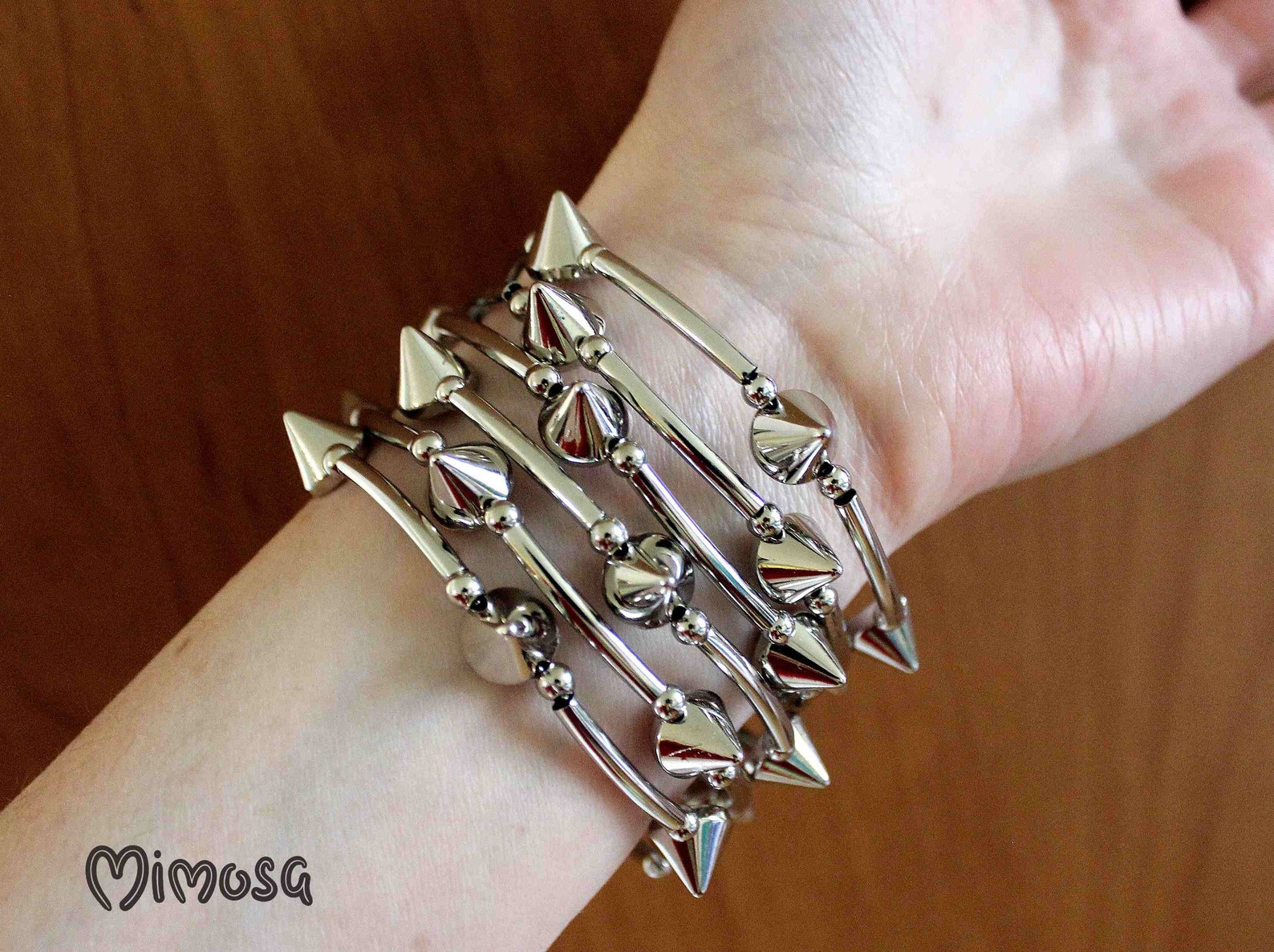 Spike Bracelet Silver Spike Bracelet Punk Spike Bracelet - Etsy